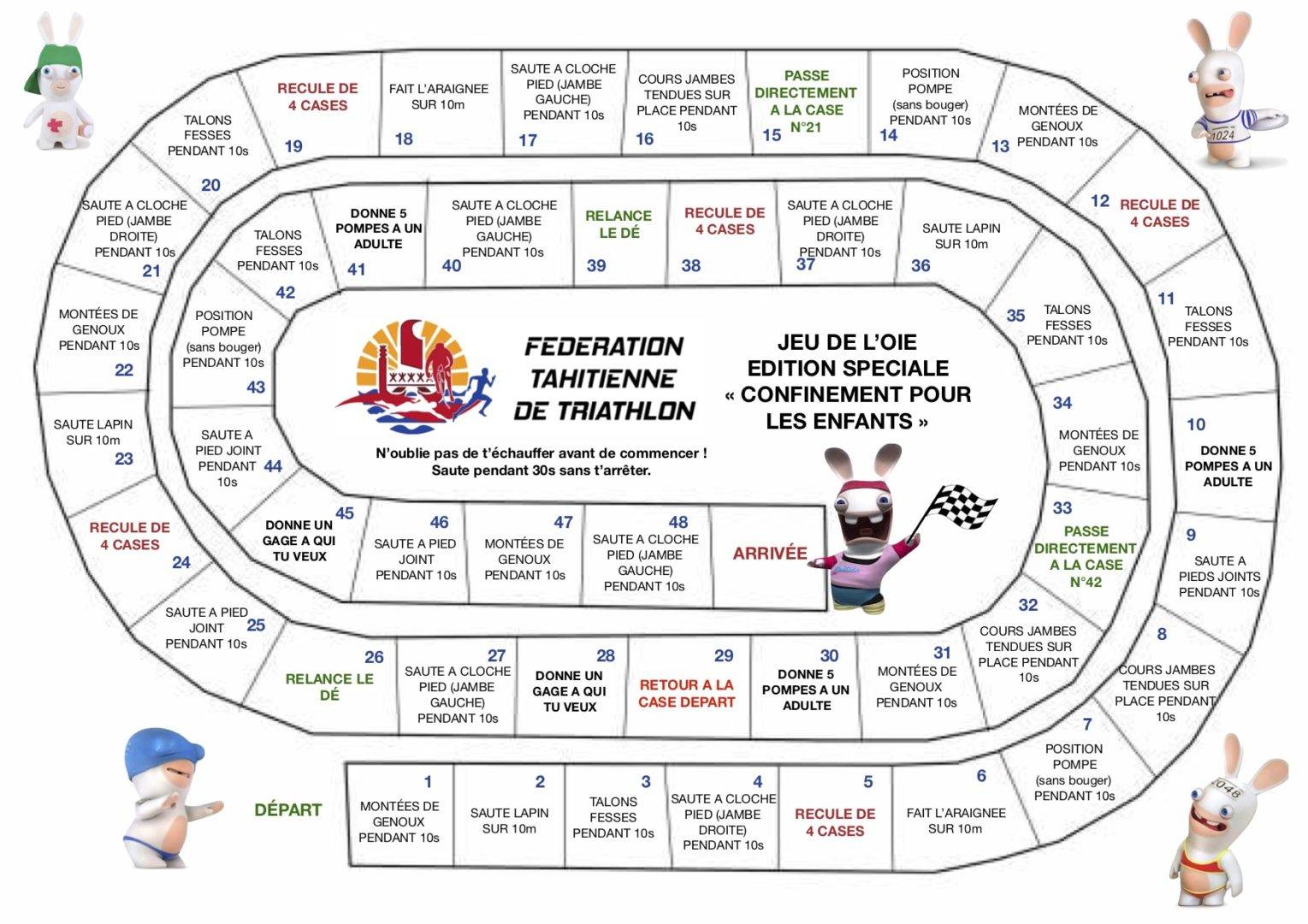 JEU DE L'OIE - EDITION SPECIALE "CONFINEMENT POUR LES ENFANTS"